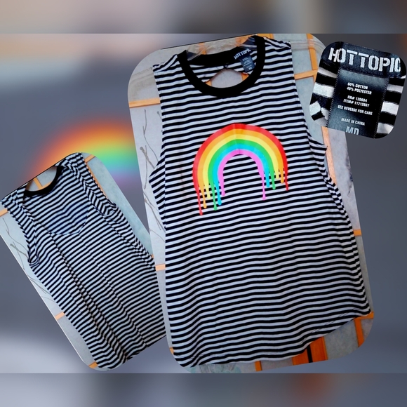 Hot Topic | Tops | Hot Topic Striped Rainbow Tank Size Med | Poshmark